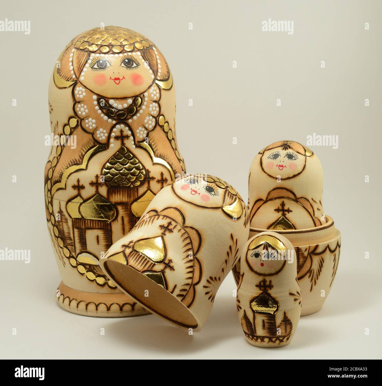 traditional Russian nesting dolls on white background Stock Photo - Alamy