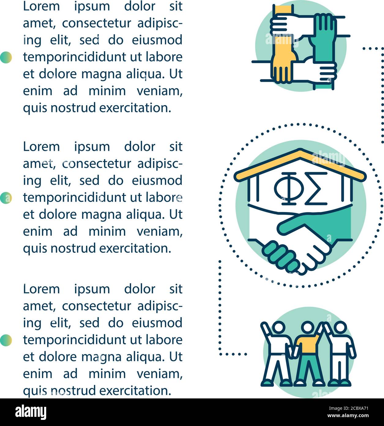 College brotherhood concept icon with text. High school sorority ...