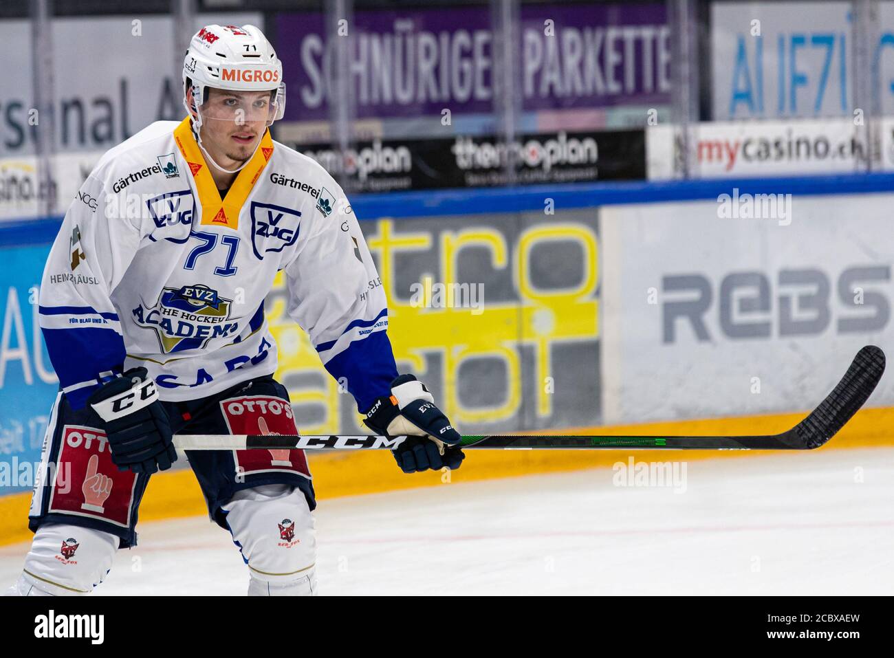 Simon Wueest # 71 (EVZ Academy) during the National and Swiss League ...