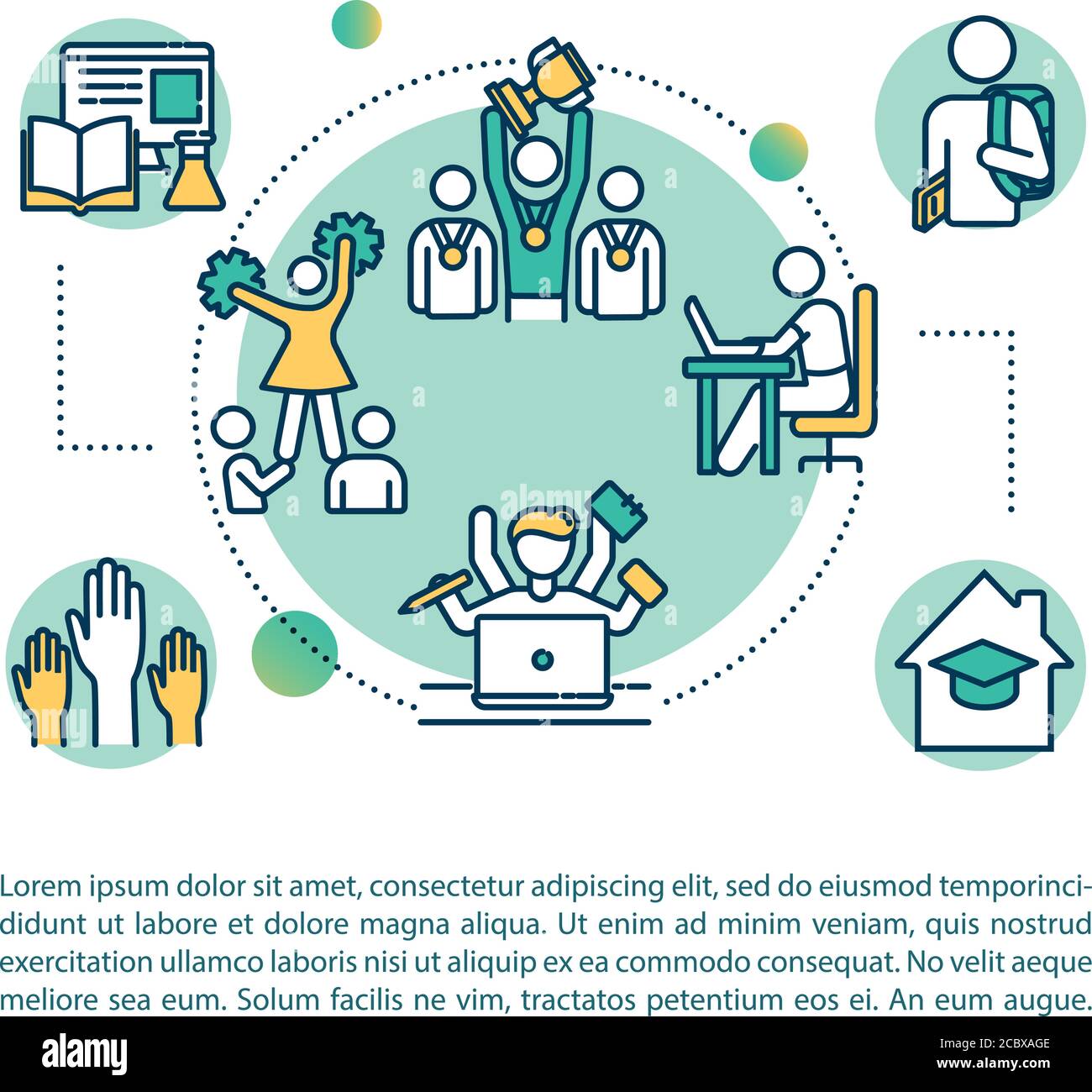 Student life concept icon with text. University freshman organization ...