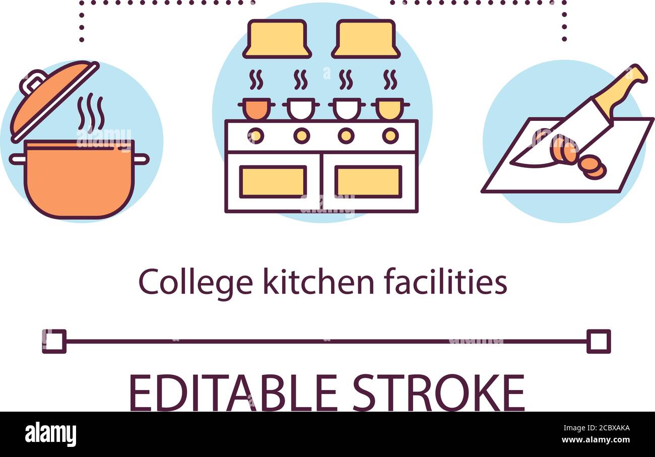 College kitchen facilities concept icon. University cafeteria. School ...