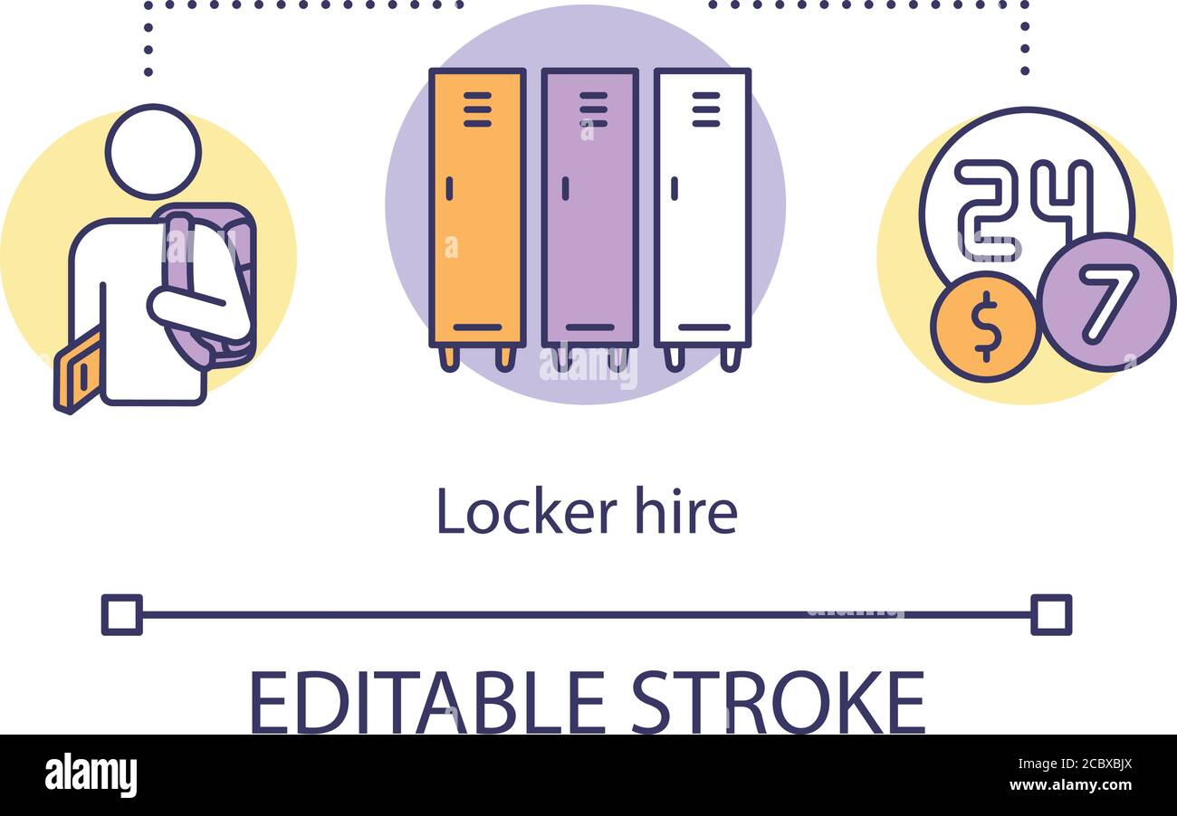 Locker hire concept icon. Campus facility service. Lock cabinet rental ...