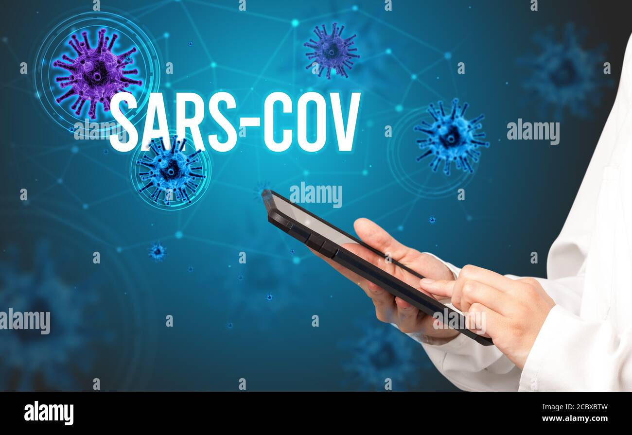 doctor prescribes a prescription with SARS-CoV inscription, pandemic ...