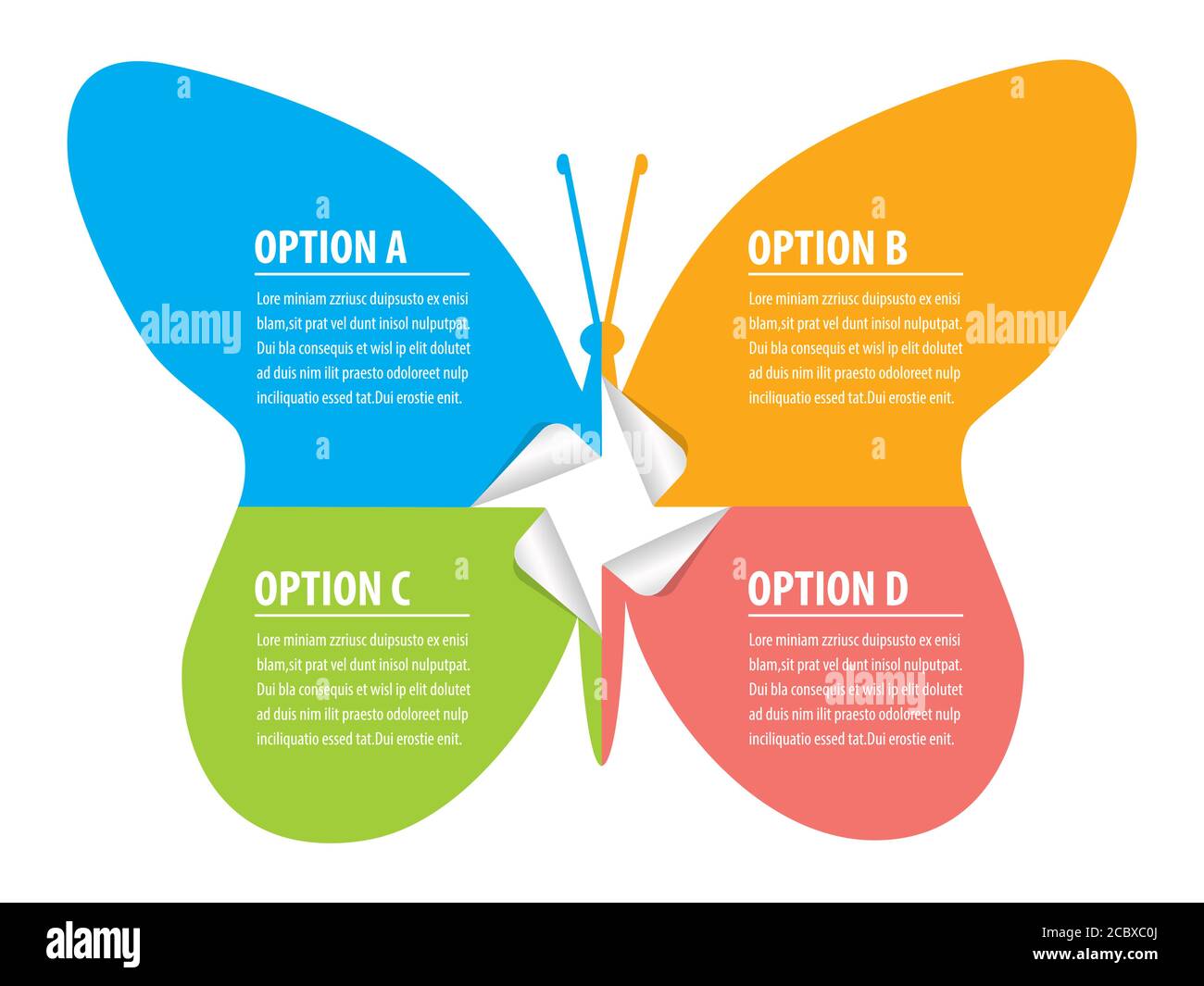 Infographic Concept paper stickers Butterfly Silhouette. Illustration ...