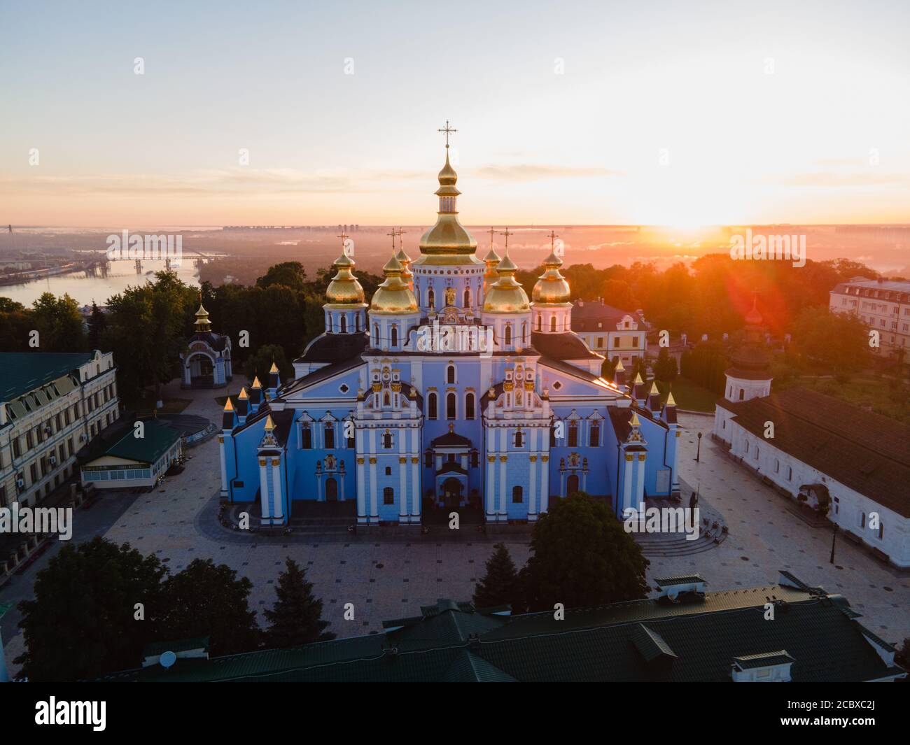 Kyiv, Ukraine aerial view : St. Michael's Golden-Domed Monastery Stock ...