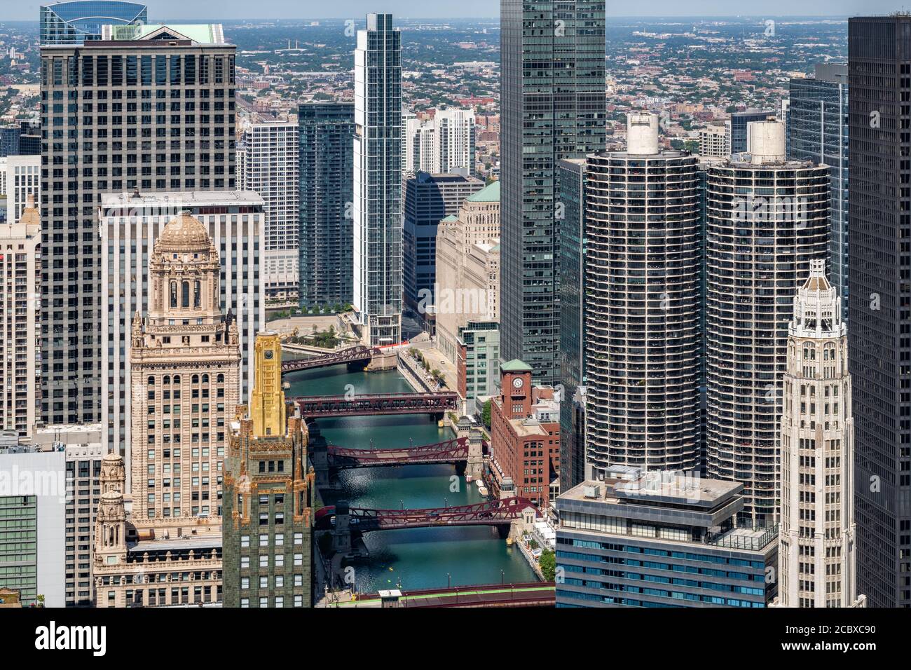Aerial view of chicago river chicago hi-res stock photography and ...