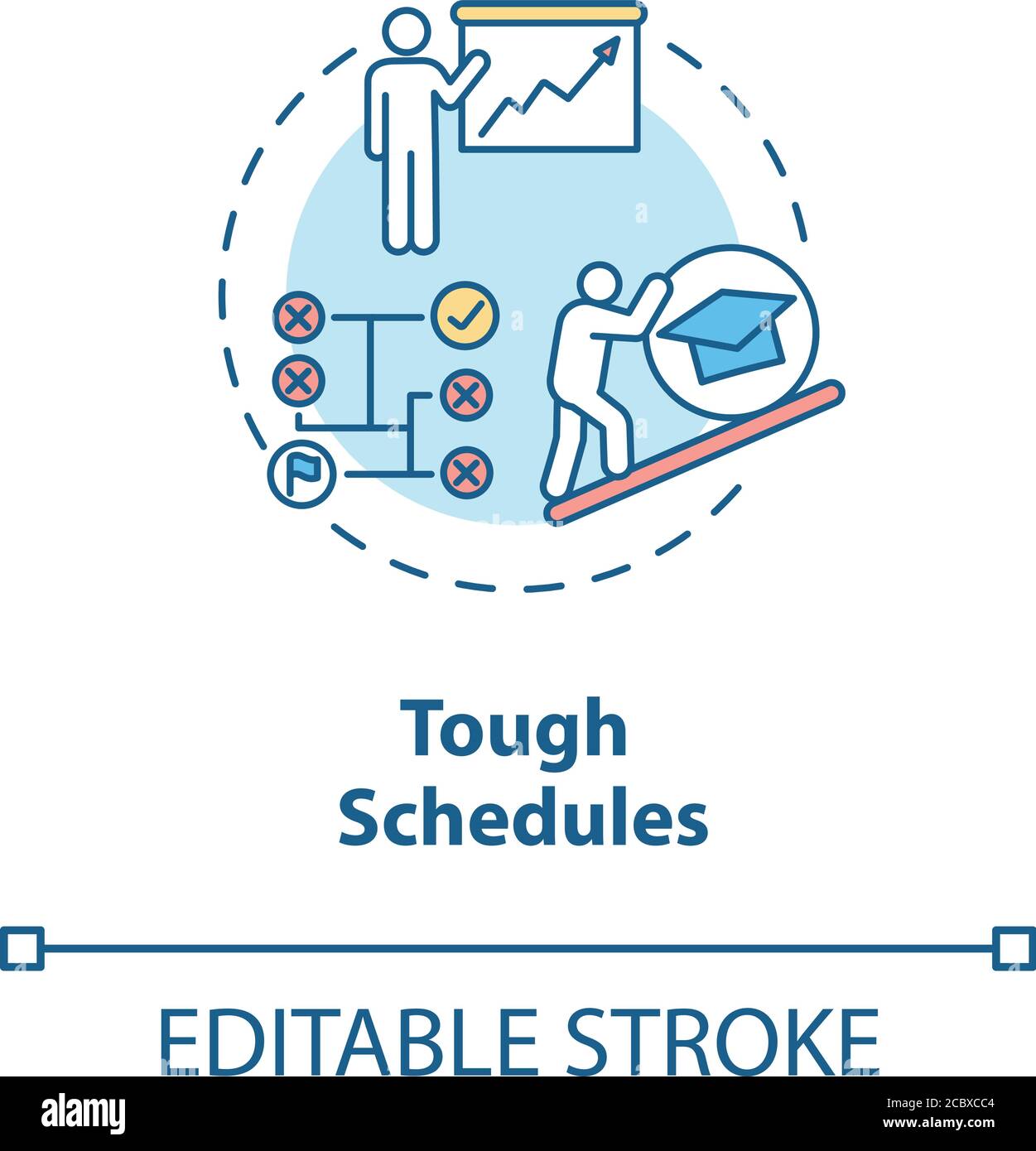 Tough schedules concept icon. Student time management. Difficult ...