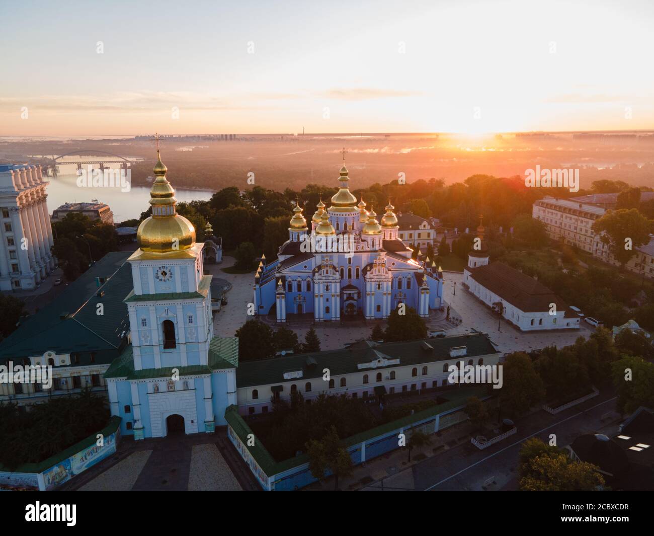 Kyiv, Ukraine aerial view : St. Michael's Golden-Domed Monastery Stock ...
