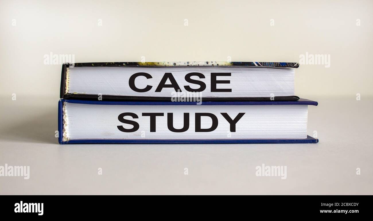 Books with text 'case study' on beautiful white background. Business ...