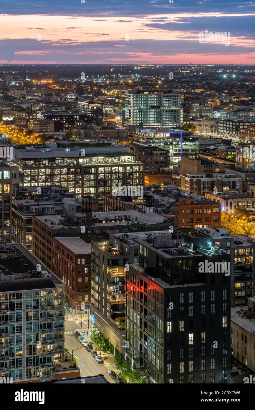 Aerial view of the West Loop at dusk Stock Photo - Alamy