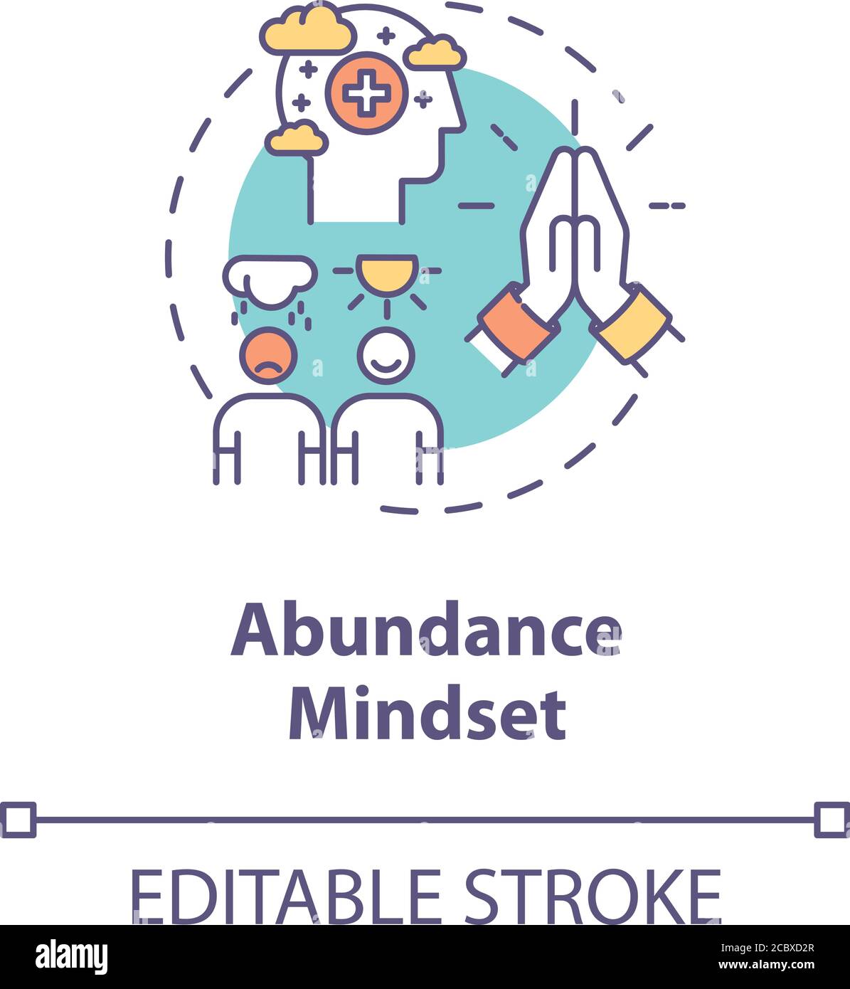 Abundance mindset concept icon. Biohacking tips, psychosomatics idea ...