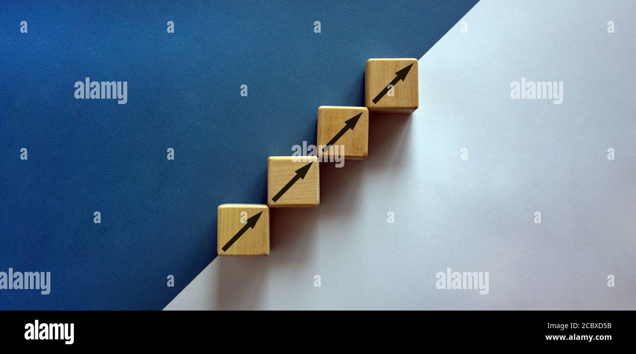 Business concept growth success process. Wood block stacking as step ...