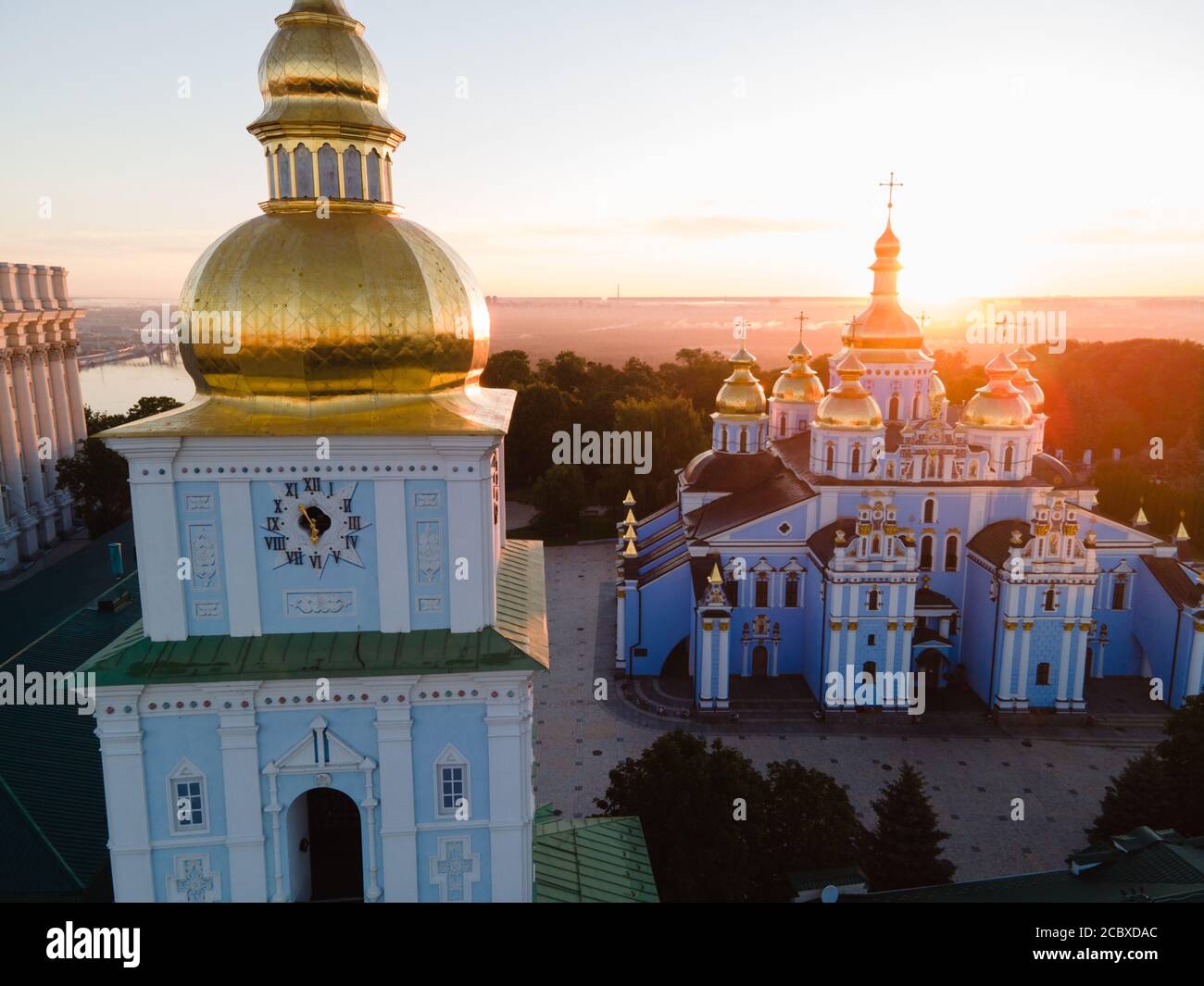 Kyiv, Ukraine aerial view : St. Michael's Golden-Domed Monastery Stock ...