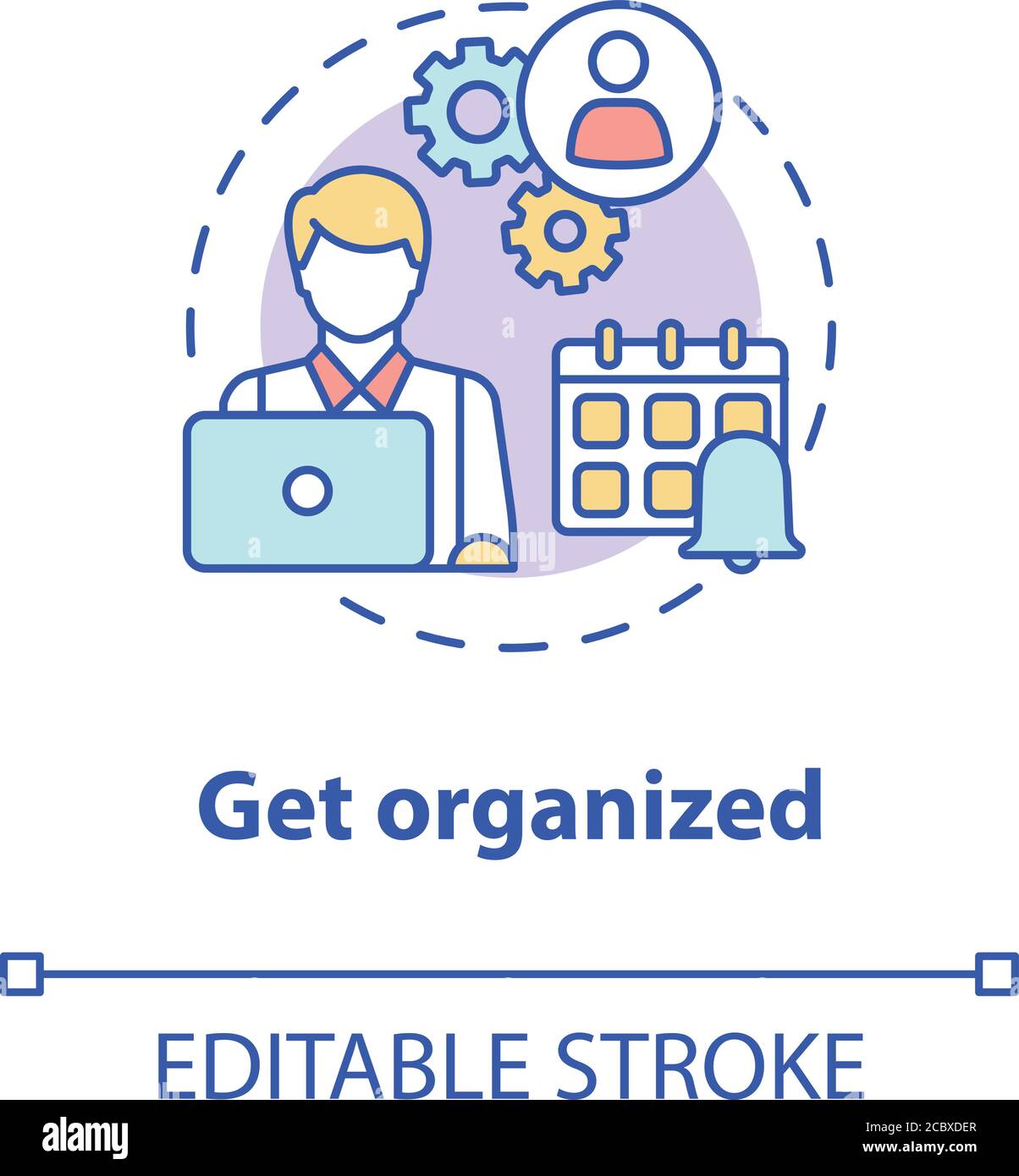 Get organized concept icon. Freshman time management. Project and ...