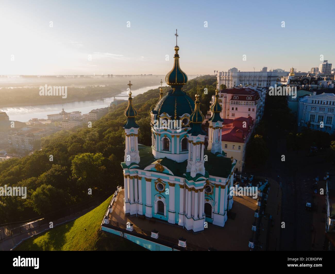Aerial view of Kyiv St. Andrew's Church. Ukraine Stock Photo - Alamy