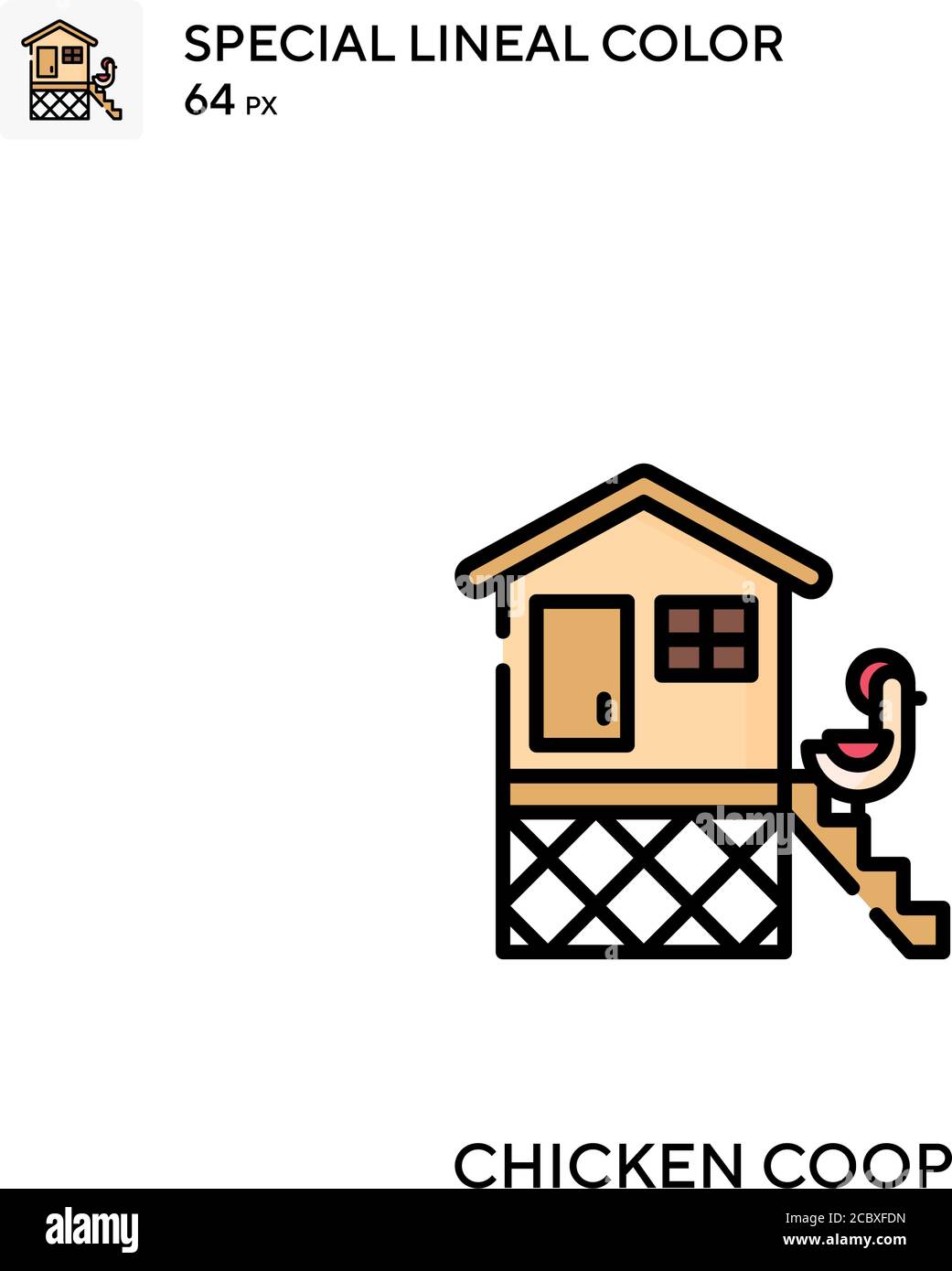 Chicken coop Special lineal color vector icon. Chicken coop icons for ...