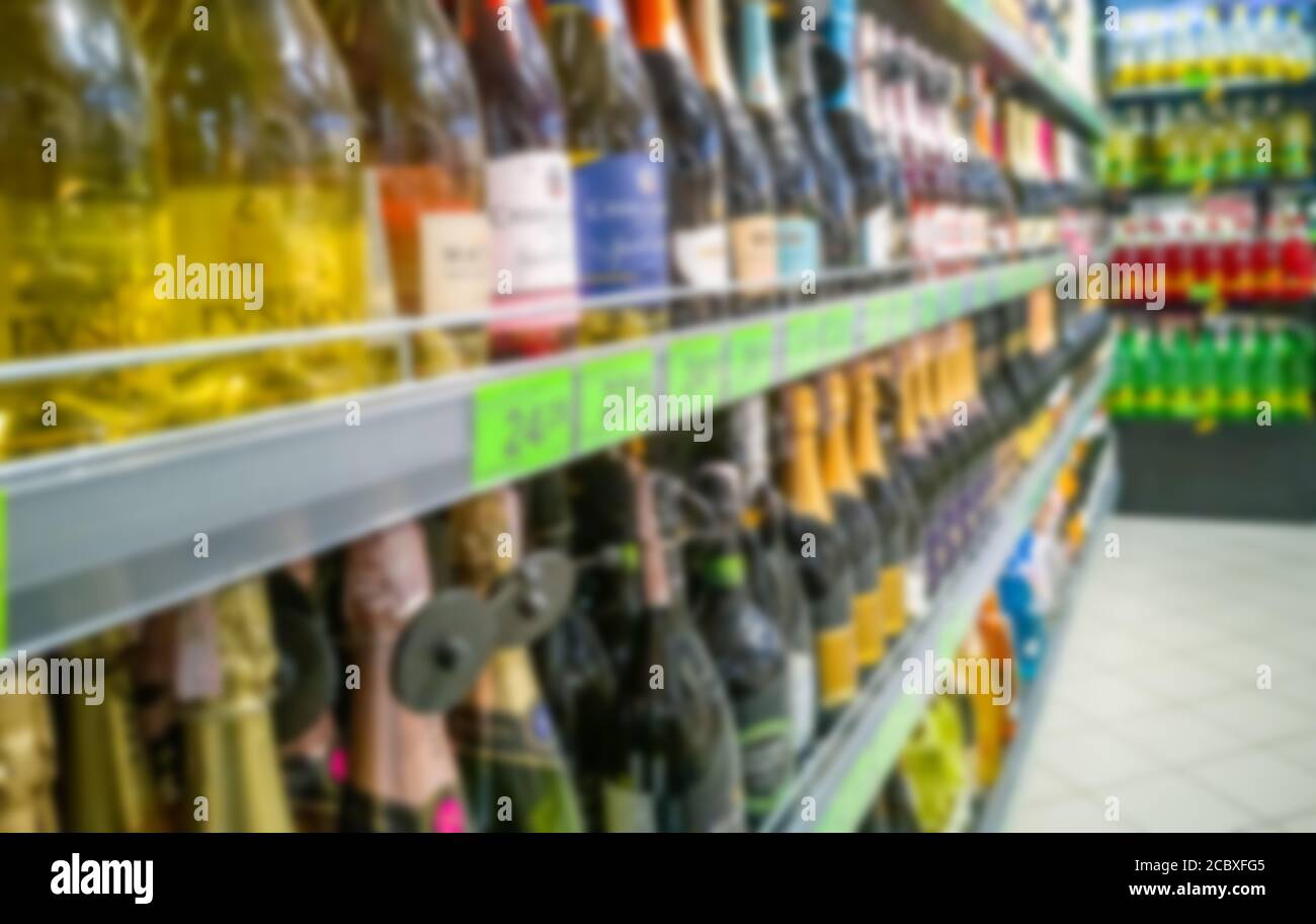 Alcohol showcase blurred background. Blurred abstract background of ...