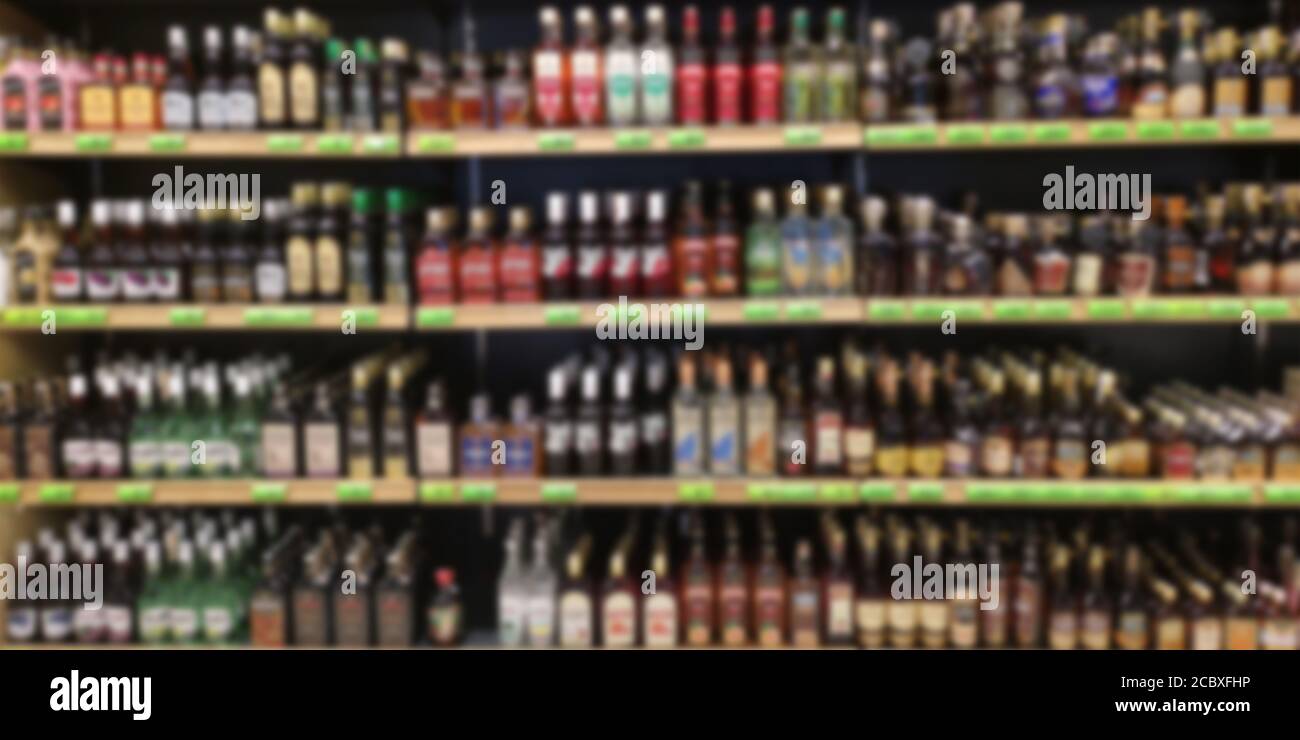Alcohol showcase blurred background. Blurred abstract background of ...