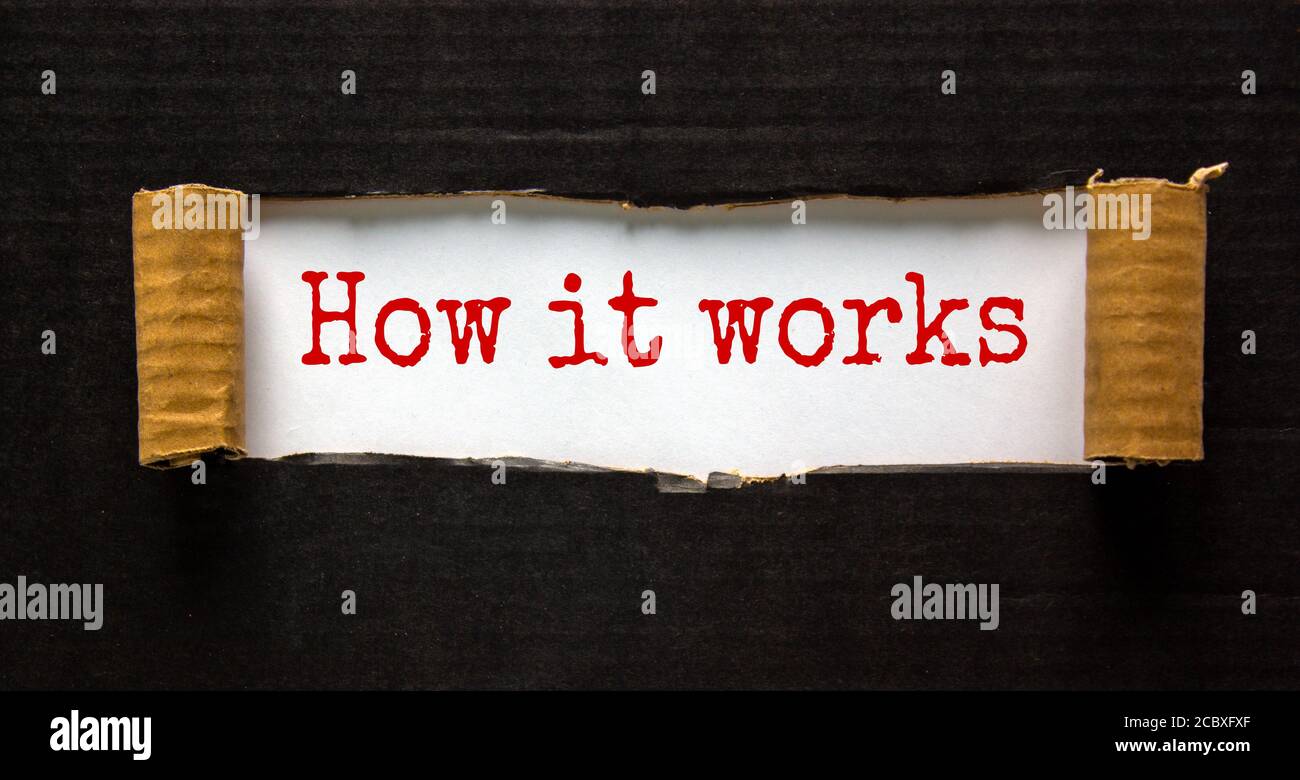 The words 'how it works' appearing behind torn black paper. Beautiful ...