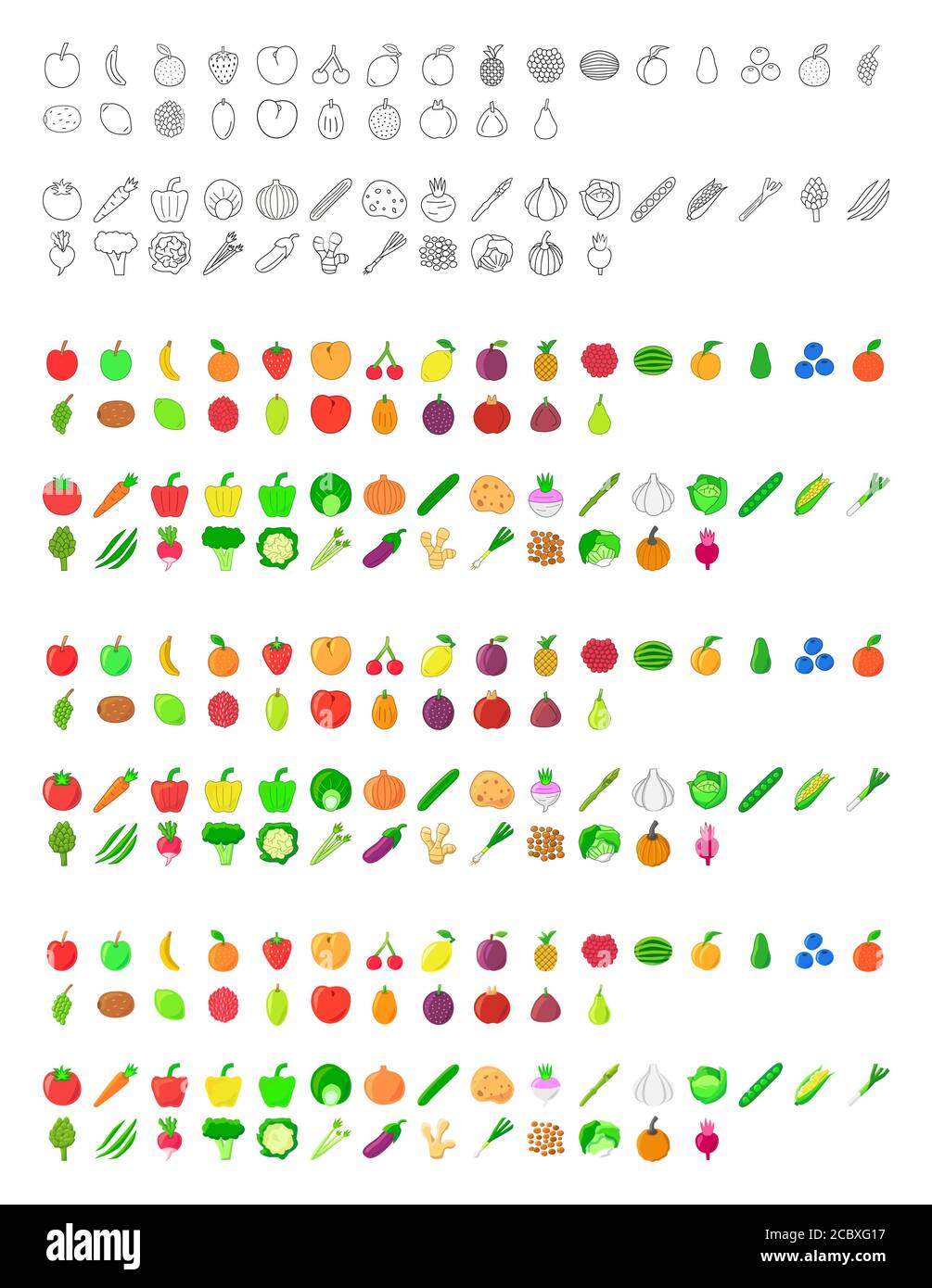 Fruit and Vegetables Icon set Stock Vector Image & Art - Alamy