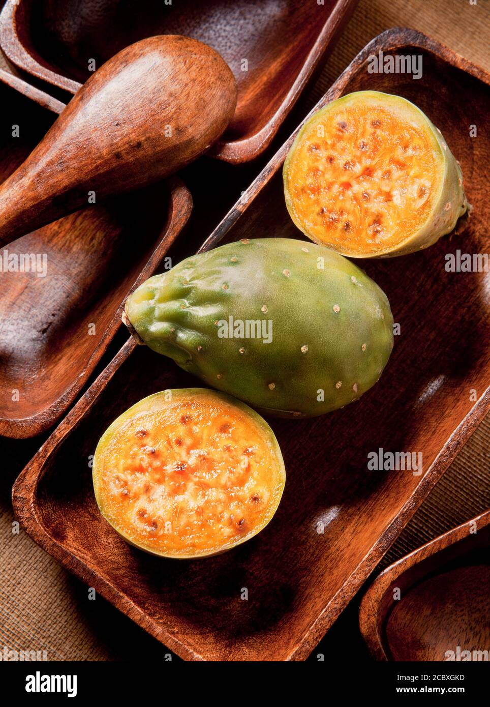 Prickly Pear, Opuntia sp. cut section showing flesh & seeds Stock Photo ...