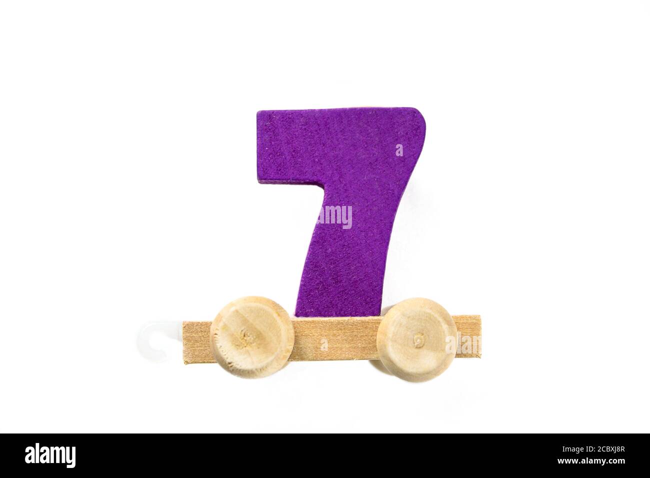 Wooden toy train with track numbers seven. Learn, make. Wooden number ...