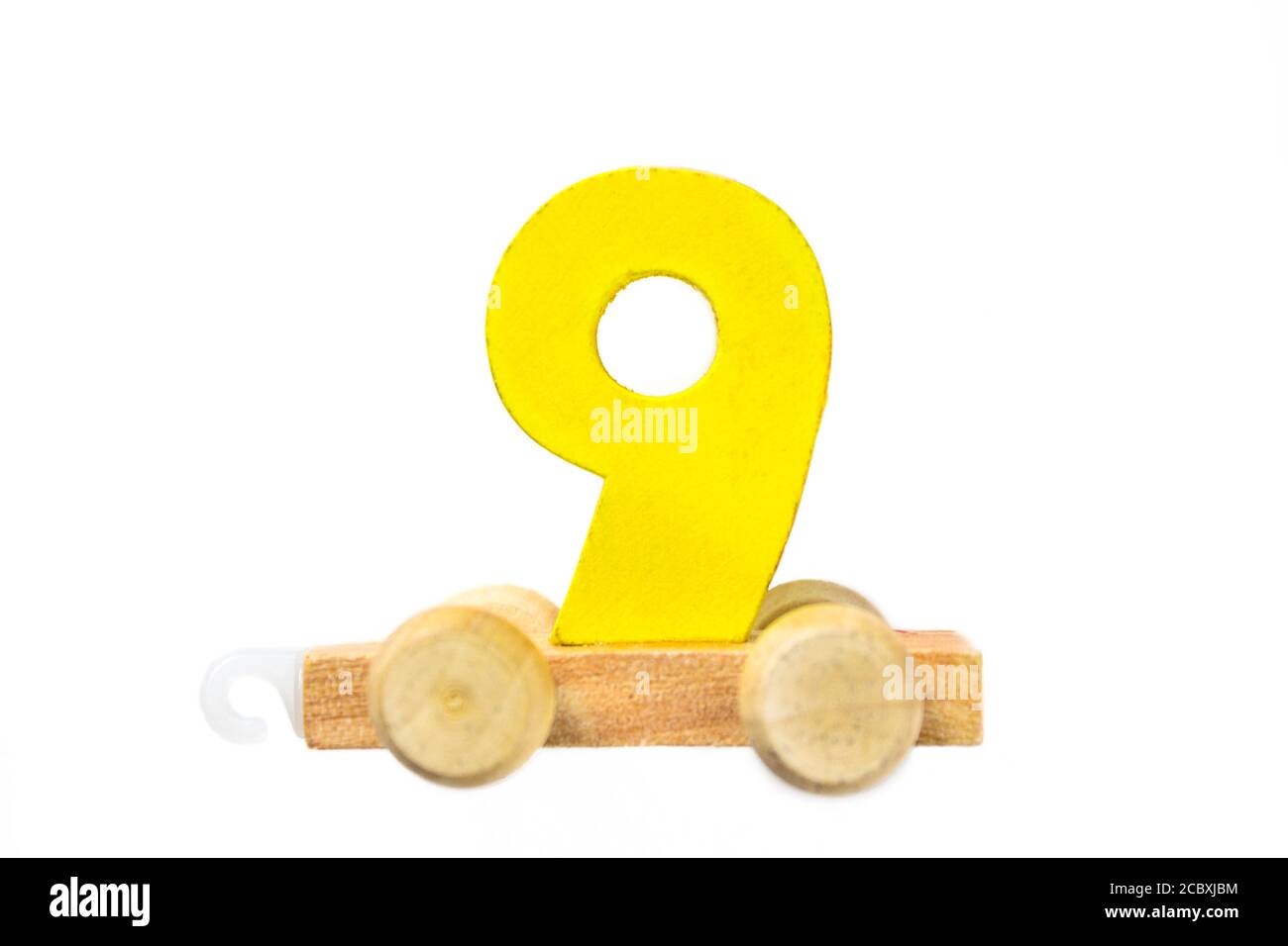 Wooden toy train with track numbers nine. Learn, make. Wooden number ...