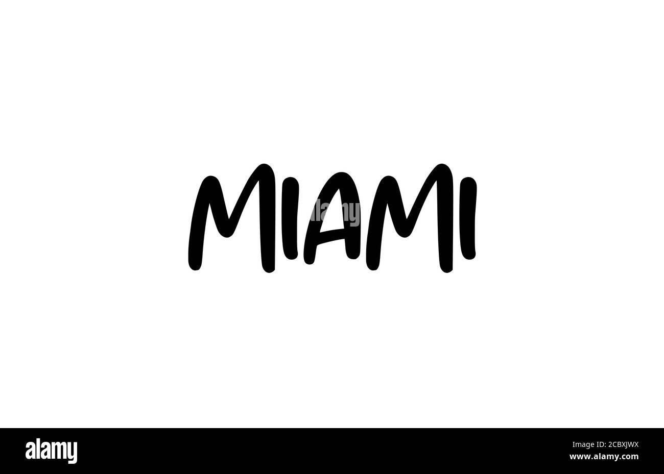 Miami city handwritten typography text word hand lettering. Modern ...