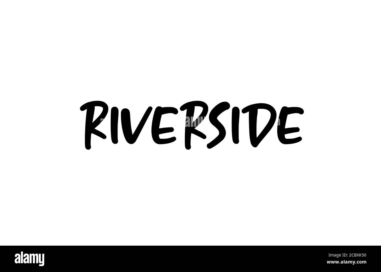 Riverside city handwritten typography text word hand lettering. Modern ...