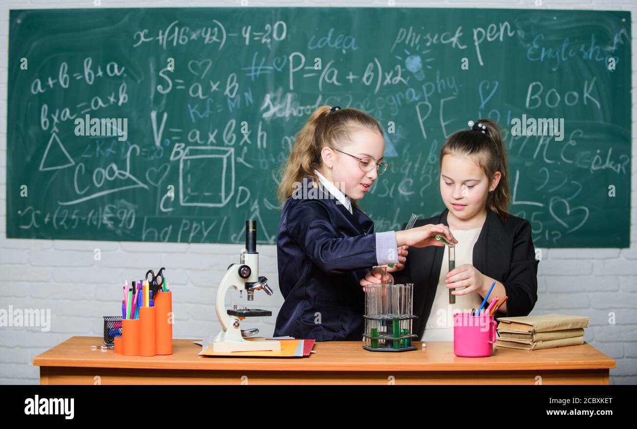 Expect something extra. girls genius in school lab. Science lab. Little ...