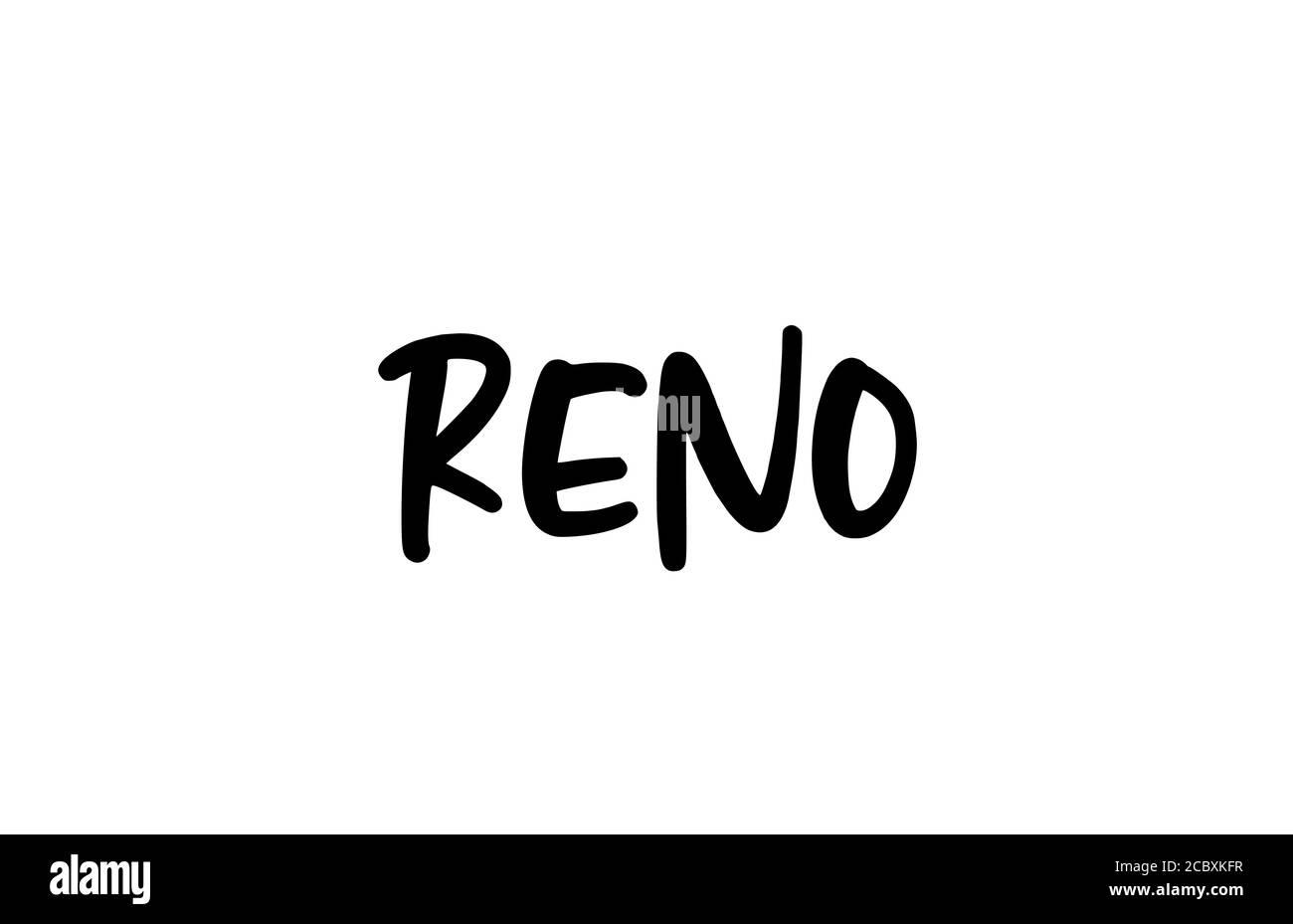 Reno city handwritten typography text word hand lettering. Modern ...