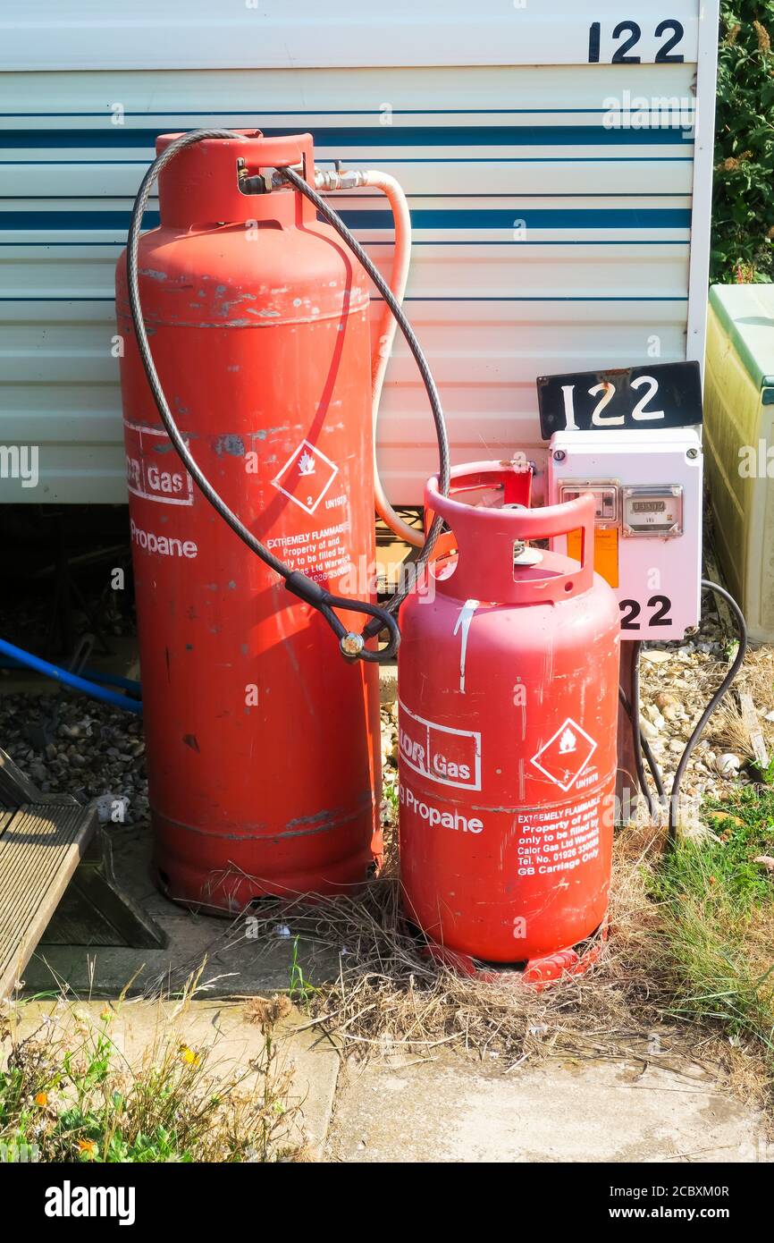 Calor gas propane bottles at Snettisham caravan park Stock Photo - Alamy