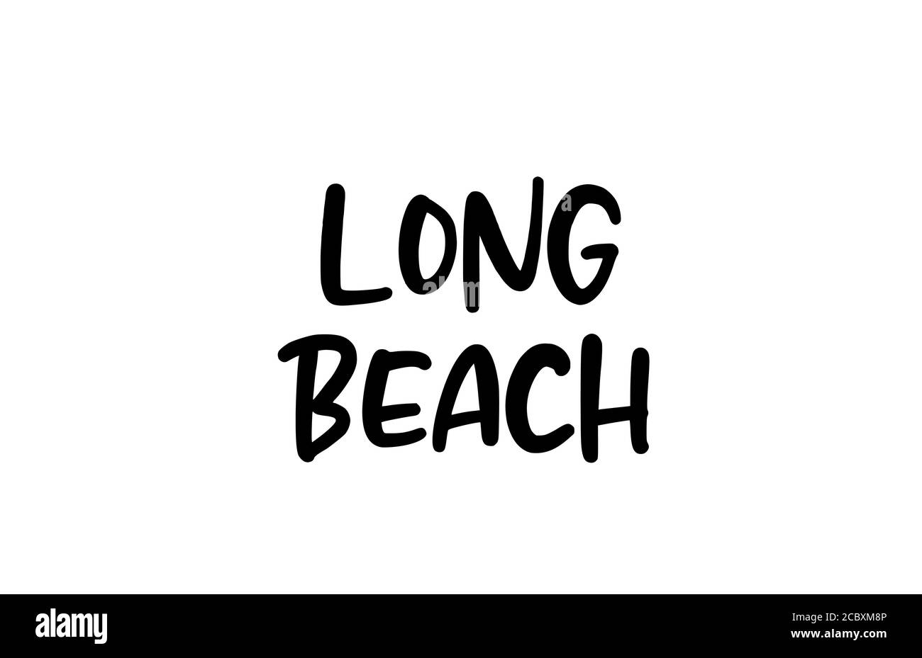 Long Beach city handwritten typography text word hand lettering. Modern ...