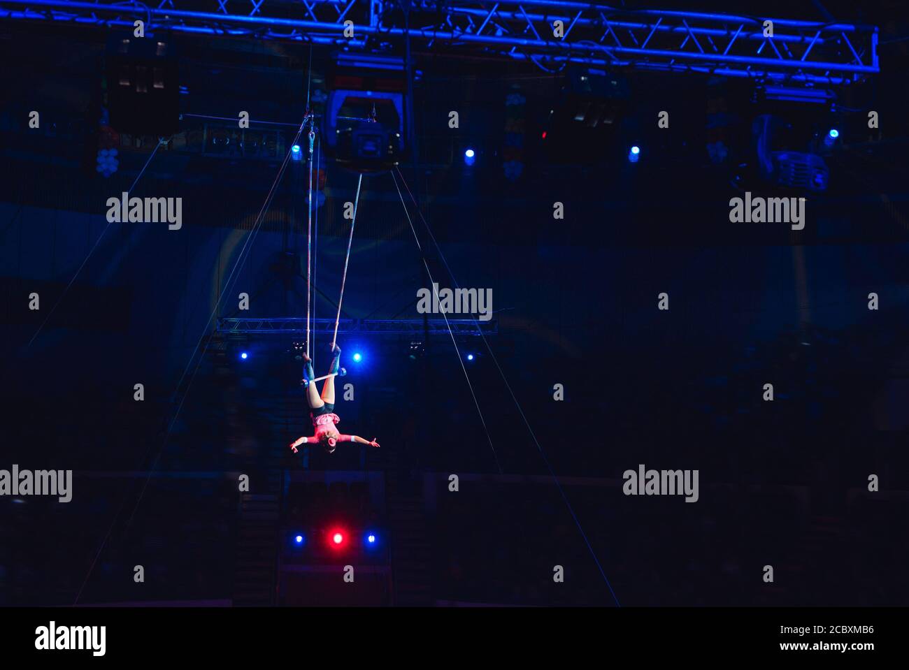 Girl's aerial professional acrobatics in the Circus Stock Photo - Alamy
