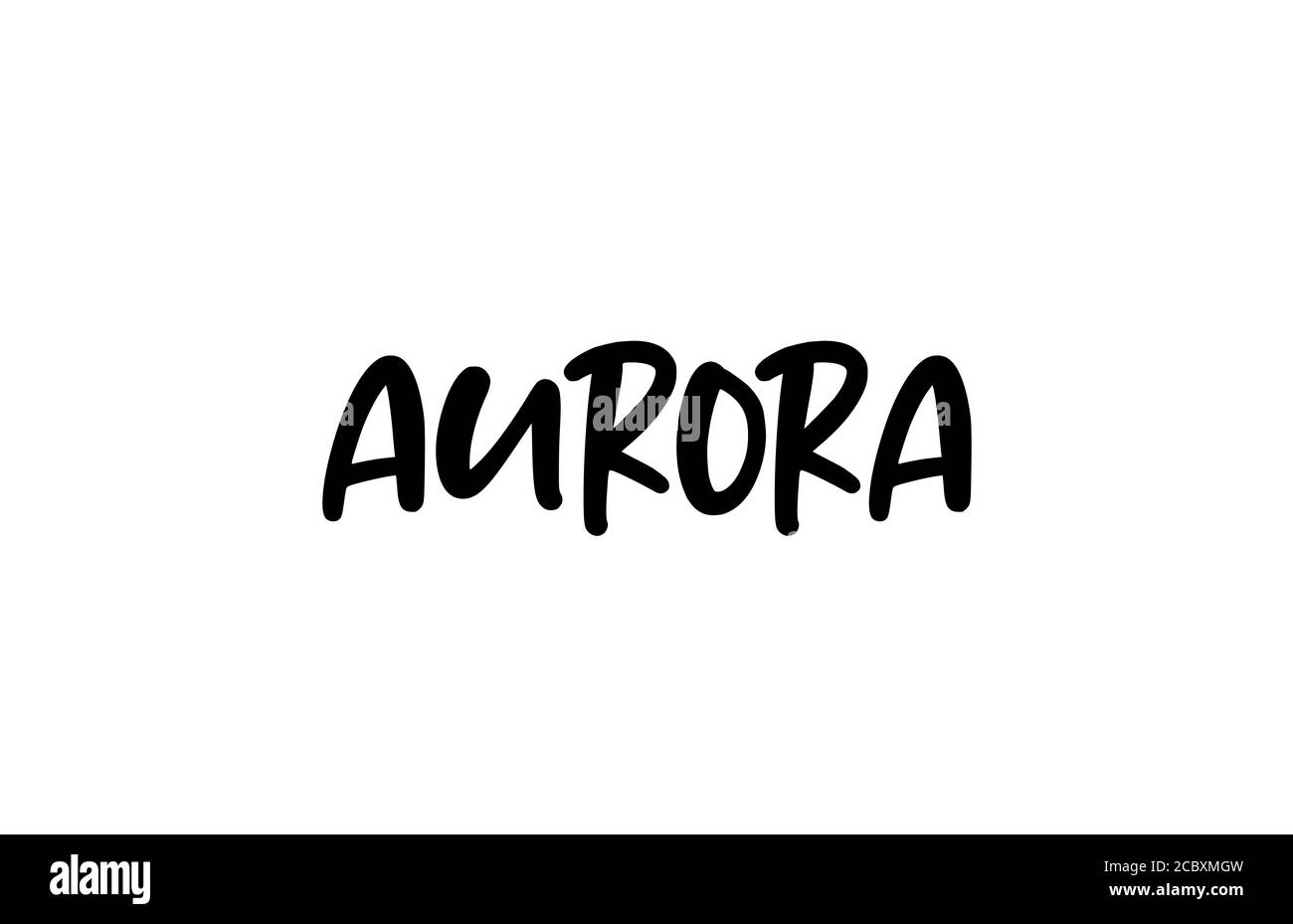 Aurora city handwritten typography text word hand lettering. Modern ...