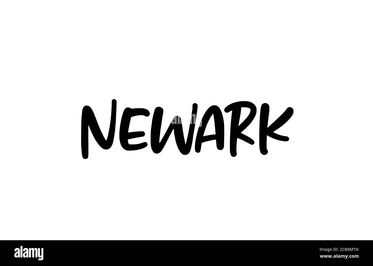 Newark city handwritten typography text word hand lettering. Modern calligraphy text. Black ...