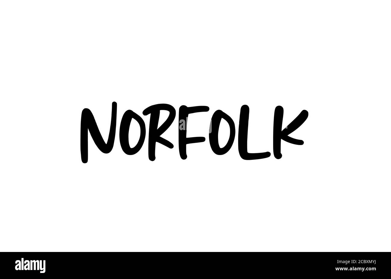 Norfolk city handwritten typography text word hand lettering. Modern ...