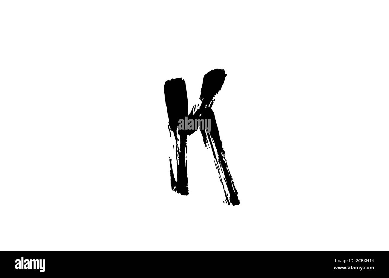 grunge K alphabet letter logo icon. Handwritten vintage design. Black ...
