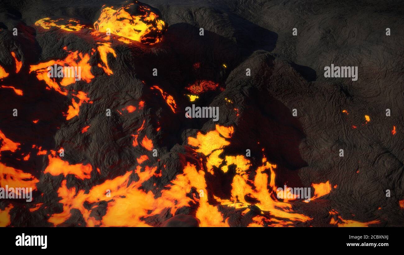 lava field, hot magma flow, molten landscape Stock Photo - Alamy