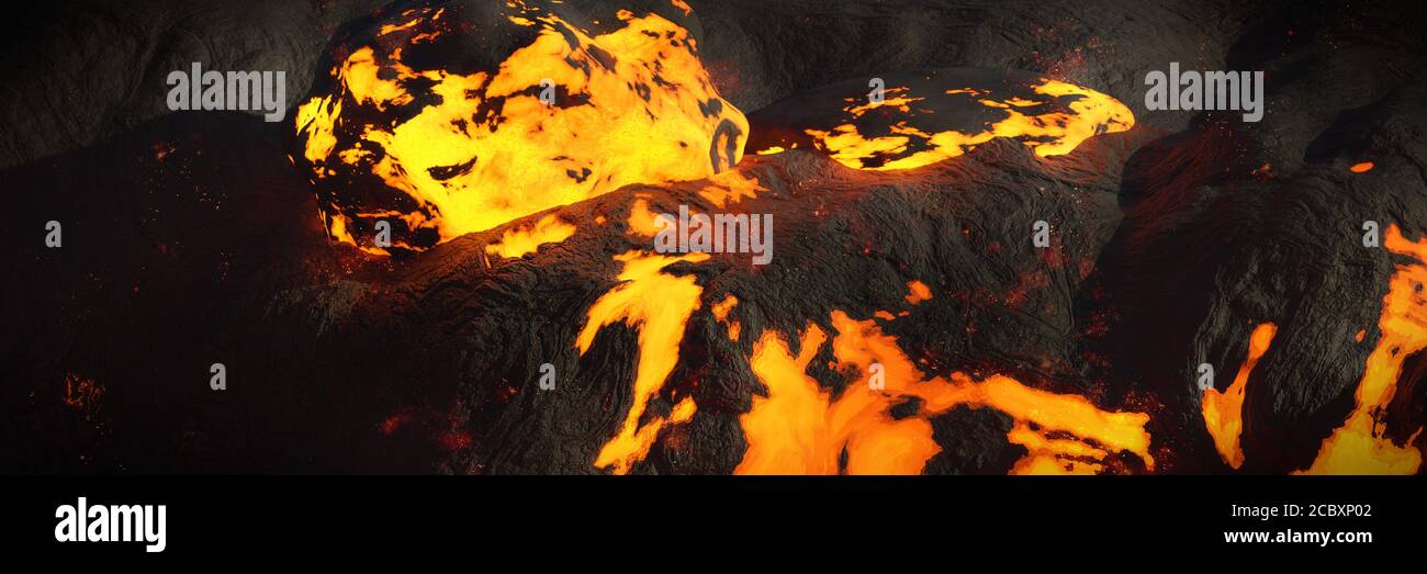 lava field, fiery magma flow, molten landscape Stock Photo - Alamy