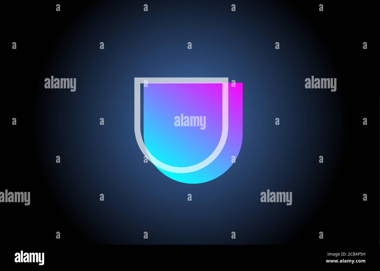 geometric U pink blue line alphabet letter logo icon for company ...