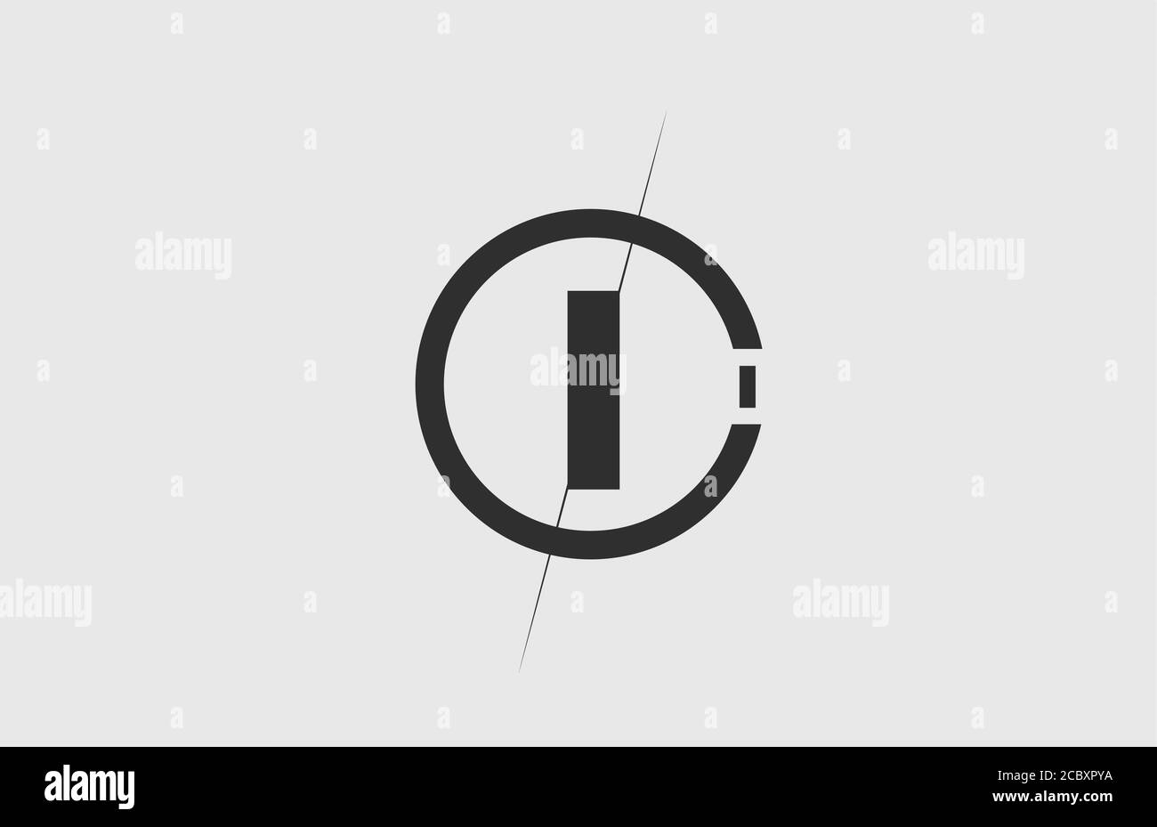 black white alphabet I letter logo icon. Simple line and circle design ...