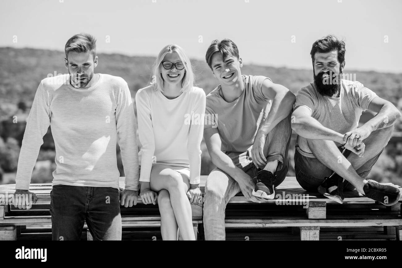 Cheerful people communicating. Networking concept. Men woman ...