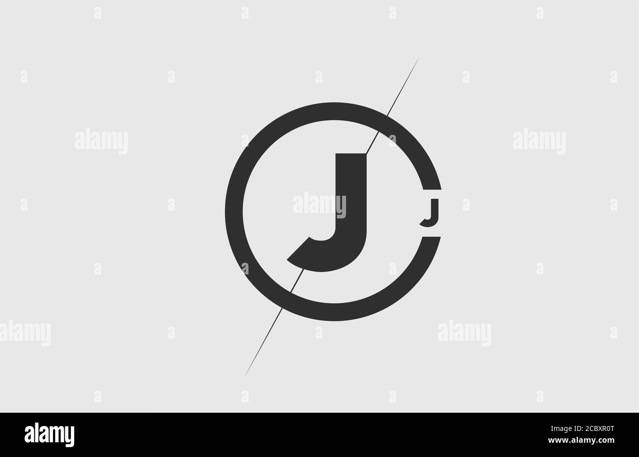 black white alphabet J letter logo icon. Simple line and circle design ...