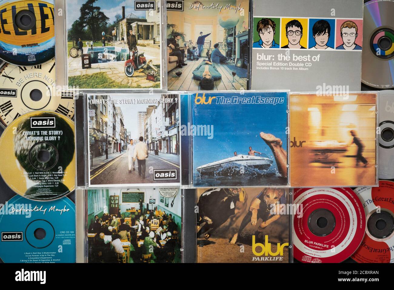 Oasis and Blur CDs. A chart battle between Blur and Oasis dubbed "The ...