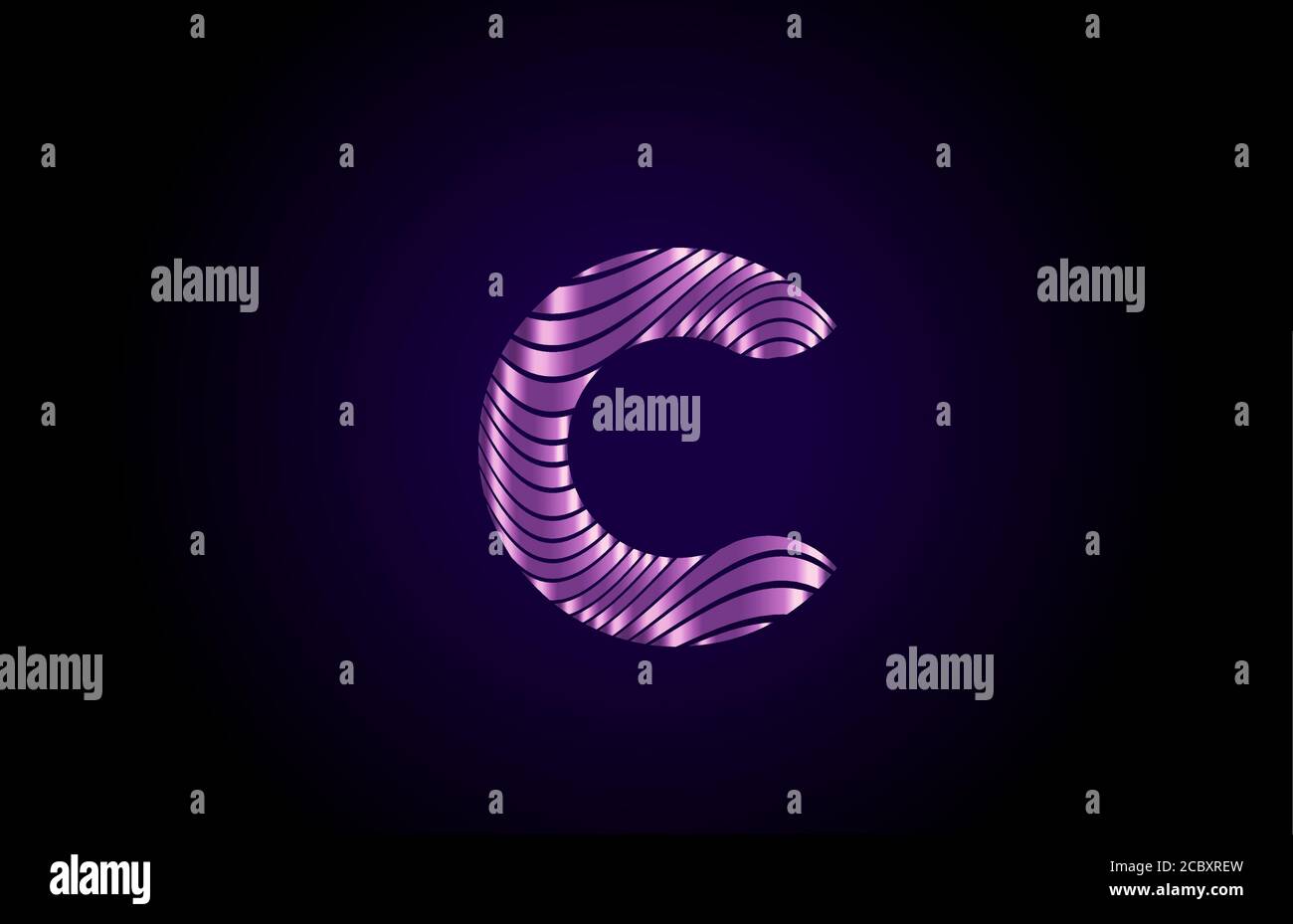 C yellow alphabet letter logo icon for company. Metallic gold line ...