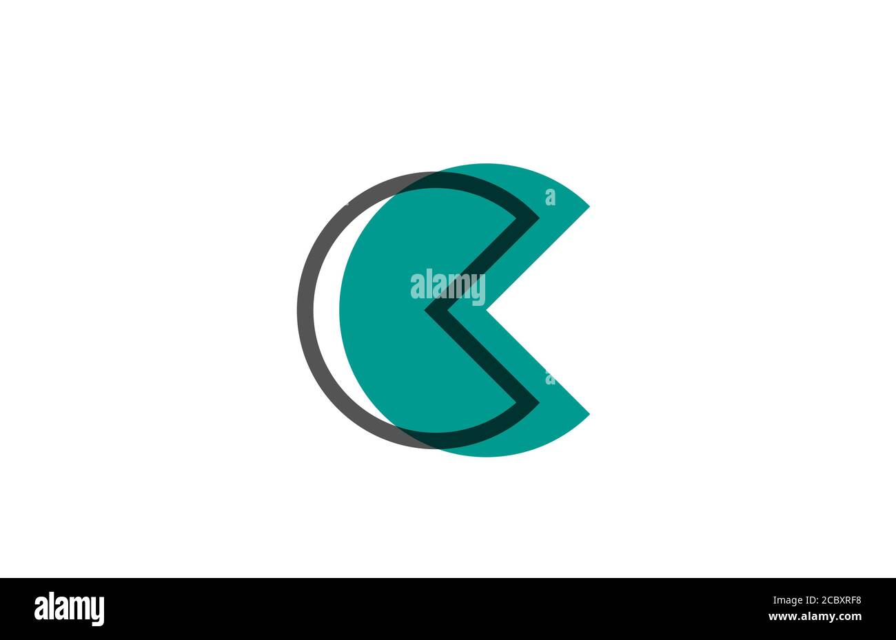 green black C line alphabet letter logo icon for company. Simple line ...