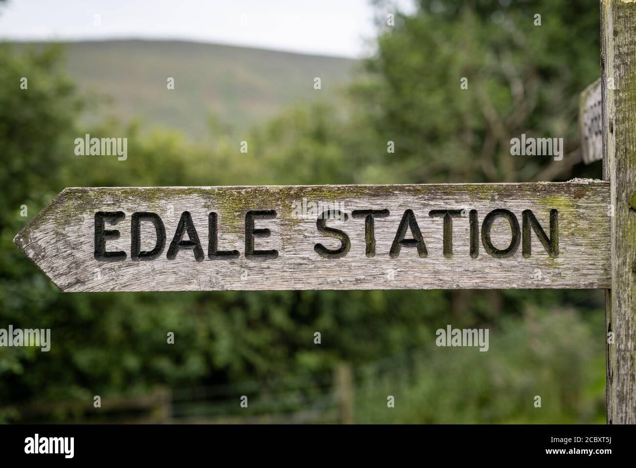 Signpost for Edale Train Station in The Derbyshire Peak District ...