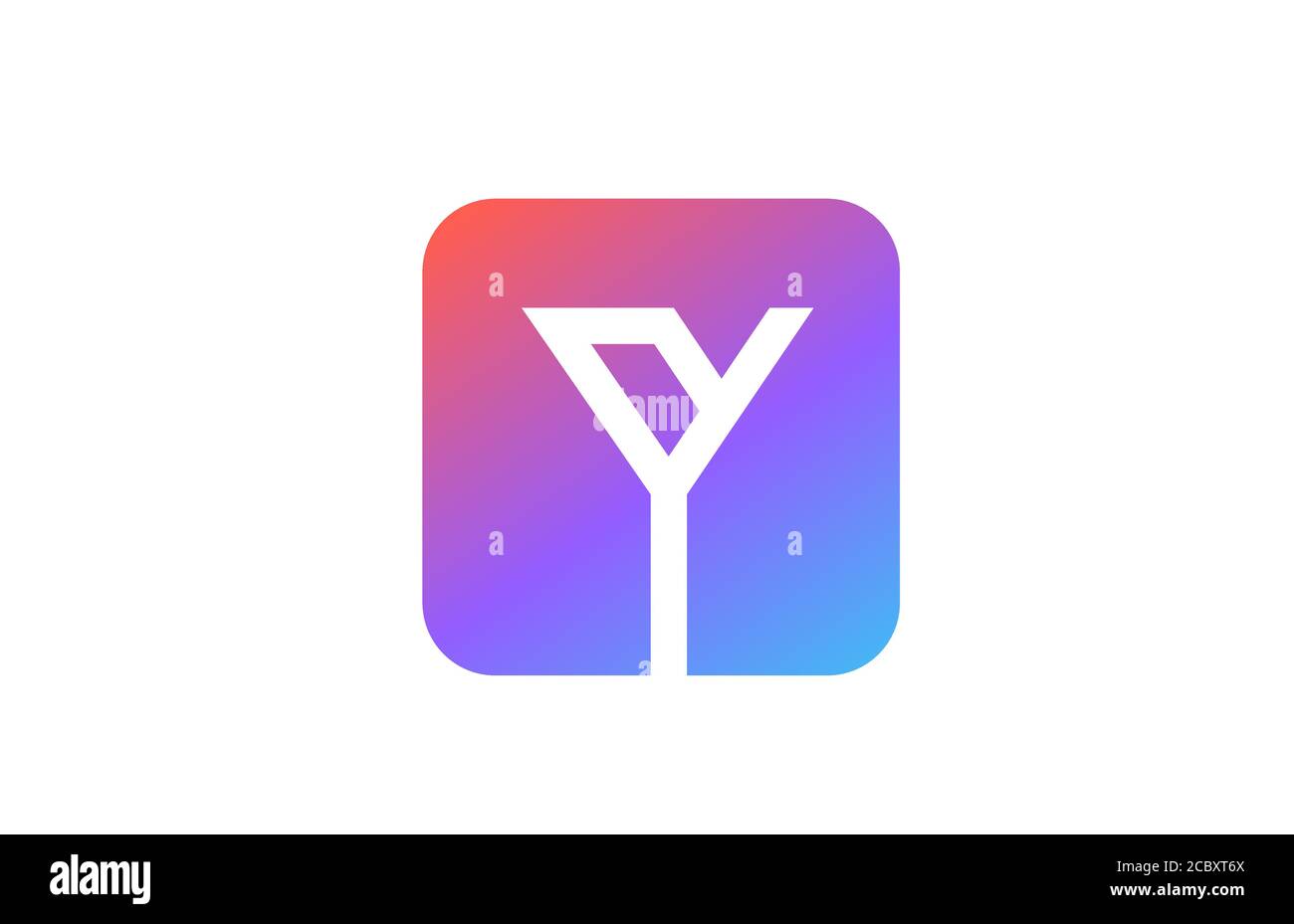 colored blue pink Y alphabet letter logo icon. Line design for company ...
