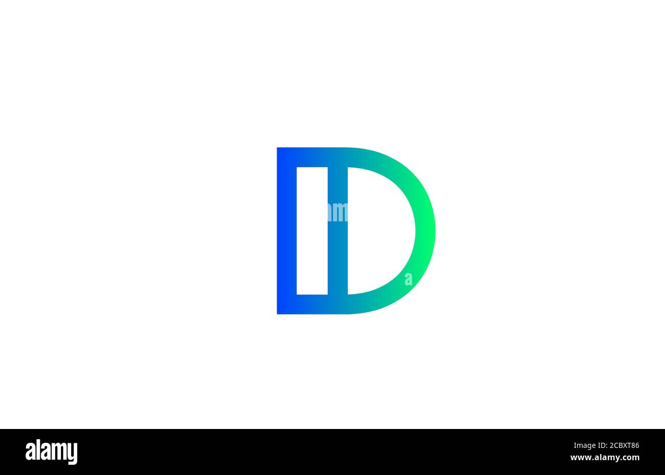 green blue D alphabet letter logo icon. Line design for business and ...